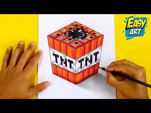 ✅ 3D Drawings - How to DRAW a BLOCK of Minecraft TNT 3D 🟢 How to Draw Minecraft blocks 3D