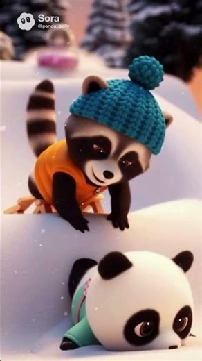 Polly & Friends Go Sledding ❄️🐼🛷 | Cozy Winter AI Animated Short #panda #cute #aianimation #funny