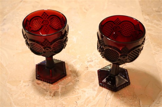 Vintage Pair Avon Ruby Red Cape Cod 1876 Series Sandwich Glass Wine Goblets - Etsy Canada