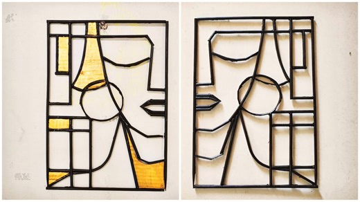 DIY women wall art abstract face line design