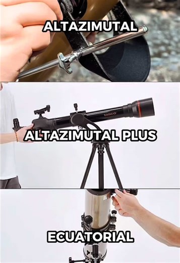 Comparando monturas: Altazimutal vs Altazimutal Plus vs Ecuatorial. 🌠🔭 La Altazimutal es perfecta para principiantes, fácil de usar e instalar. La Altazimutal Plus de Tasco, ideal para toda la familia, permite mover su brazo sin necesidad de calibrar, perfecta para la observación nocturna. La Ecuatorial, más compleja, permite un seguimiento preciso de las estrellas, ideal para astrofotografía. ¿Cuál prefieres? #tasco #refractor #reflector #lentes #telescopio #alcance #potencia #naturaleza #exp