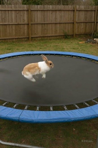 Bunny Jumping on Trampoline