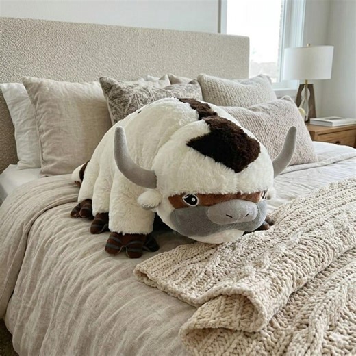 Appa Inspired Flying Bison Plush Toy, Soft Cartoon Stuffed Animal, Cozy White Fleece Cuddle Pillow, Anime Companion, Gift for Kids & Adults - Etsy