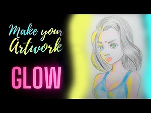 How to Draw Neon Effect On White Paper | How to Draw Glowing Effect With Colour Pencil