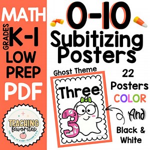Subitizing Posters 0–10 Ghosts  Holiday Number Sense Classroom Math Decor