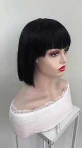 Real Person Wearing a Bob Hairstyle Wig, Machine-made Headpiece, 10-inch Women's Wig. - Etsy