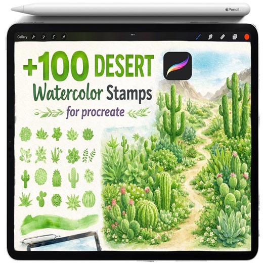 Procreate Cactus Stamp Brushes, Procreate Plant Stamps, Procreate Succulents Stamps, Desert Cactus Stamps, Landscape Stamps, Botanical Stamp - Etsy
