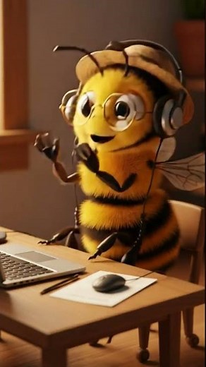 Excited Bee at the Computer 💻🐝 WOW Moment #bee #beeanimation #funnybee