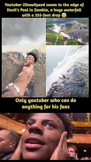 news and media experts on Instagram: "YouTuber IShowSpeed (Darren Jason Watkins Jr.) swam to the edge of Devil's Pool during his 'Speed Does Africa' tour in Zambia on January 9, 2026 ��. Devil's Pool is a natural infinity pool on the Zambian side of Victoria Falls, with a 355-foot drop below during high-water season ���. He livestreamed the daring stunt, expressing nerves as he approached the edge amid swirling currents #IShowSpeed #DevilsPool #Zambia #VictoriaFalls #iShowSpeed ���"