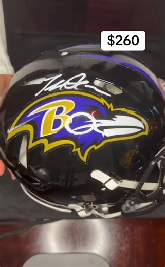 Terrell Suggs Signed Authentic Helme... The product is a full size authentic helmet signed by Terrell Suggs of the The autograph is authenticated by Beckett Authentication Services (BAS), making it an original. This item is a must-have for any fan of the NFL and as it features the signature of a legendary player who has dedicated his career to the team. It is a unique and valuable piece for any sports memorabilia collection. Mint Condition. #TerrellSuggsSignedAuthenticHelmet #Youthfootballequipm