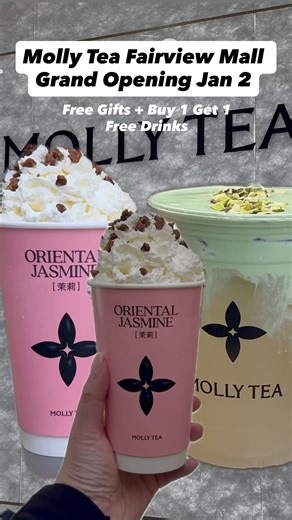 Sonia’s Food Guide on Instagram: "Molly in @mollytea_canada means Jasmine and they are a specialty tea shop opening a new location at Fairview Mall this coming weekend on Jan 2! First 50 guests will get a Molly Gift Box (magnet, keychain, sachet) Jan 2-3: Buy 1 get 1 free drinks Jan 4-6: Buy 1 get 1 50% off drinks Jan 7-8: Receive 1 scratch ticket with purchase |📍Molly Tea at CF Fairview located near Entrance 2 (1800 Sheppard Ave E, Toronto) #mollytea #bubbletea #grandopening #gtaeats #torontoe