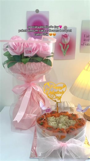 Special Valentine's Day Dimsum Cake and Flower Bouquet