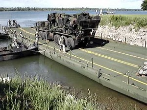WFEL's DSB Launch Vehicle driving onto one of GDELS Ribbon Bridges (Sault ste marie 2008)