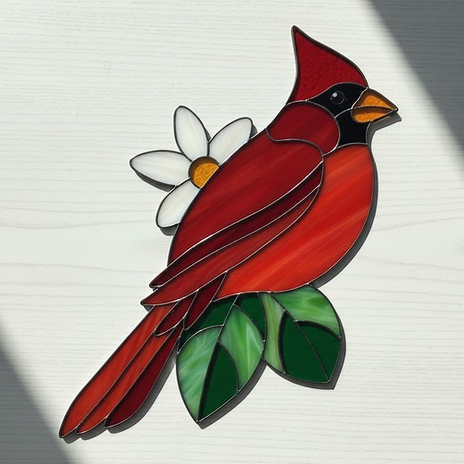 Cardinal Bird Stained Glass Pattern: DIY Suncatcher (PDF/JPEG) - Etsy