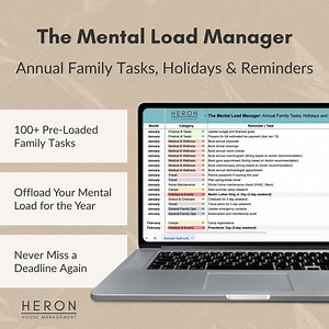 The Mental Load Manager: Annual Family Tasks, Holidays and Reminders | Excel & Google Sheets - Etsy Canada