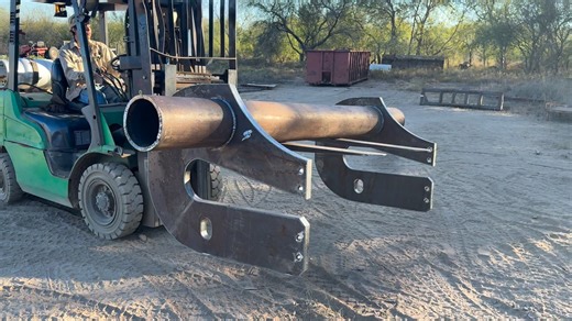 Canes for the Komatsu 155 Root plow have their root pass around the pipe and are ready for welding tomorrow morning. They will get a 3-bead cap or a total of 6 passes on each side of the cane with 1/16'' Dual Shield Wire. | Hebbronville Machine Shop