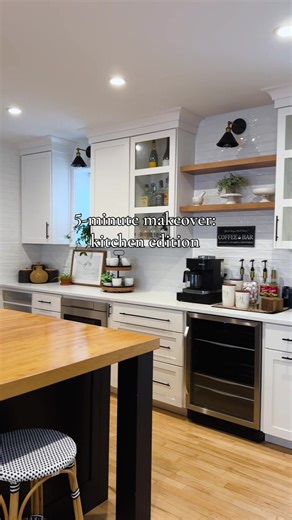 A kitchen that feels like a bougie café STAYS on the vision board. #visionboard #kitchenrefresh #kitcheninspo #vintagelighting #easyupgrade