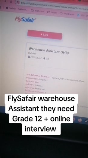 FlySafair Warehouse Assistant Job: Online Interview Available