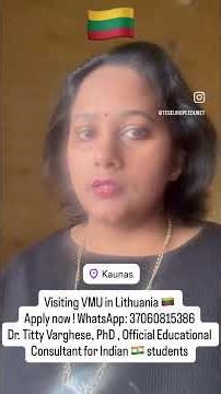 VISITING VMU- NOVEMBER 2026- APPLY NOW- DR.TITTY VARGHESE, PHD- WHATSAPP- +37060815386