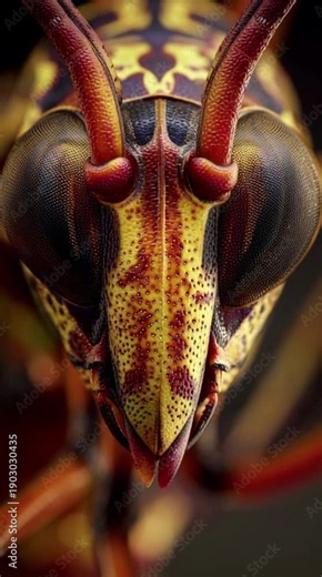 Extreme close up alate insect footage showing winged body anatomy and fine texture in macro video 4K