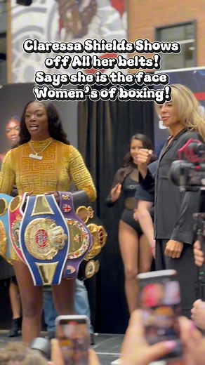 Claressa Shields shows off all her belts 🥊 She is a “17x World Champion" She is also the only four-time undisputed champion in women's boxing! Shields is the first boxer, male or female, to be undisputed champion in three different weight classes in the four-belt era! 🤯 #boxing #boxingnews | Sayyid McKinney
