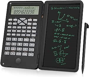 LINGSFIRE Scientific Calculator with Erasable Writing Board, 10-digit LCD Display Foldable Desk Calculator Physics Graphing Calculator for Student Teacher Financial Office Business High School College