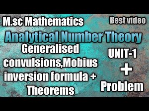 Generalised convulsions, Mobius inversion Formula || Analytical Number Theory||m.sc||