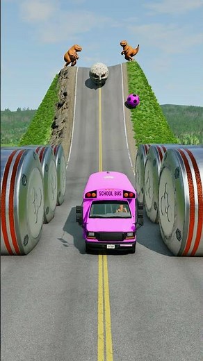 Car & School Bus vs Hydraulic Crush - BeamNG.drive