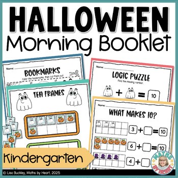 Halloween Morning Math Worksheets, Coloring Pages & Bookmarks for Kindergarten