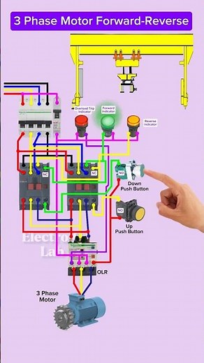 3 Phase Motor Forward And Reverse Circuit Wiring | Industrial Automation #shorts #tech #automation