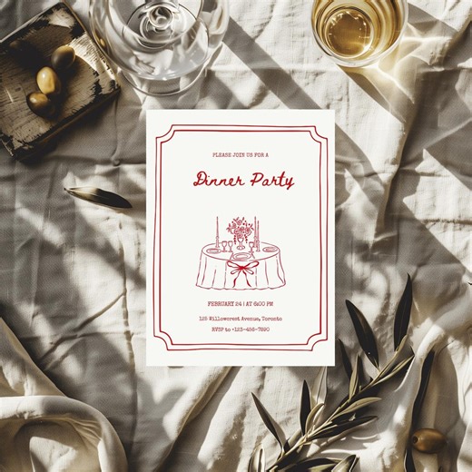 Dinner Party Invitation, Editable Printable Template, Instant Download - Etsy