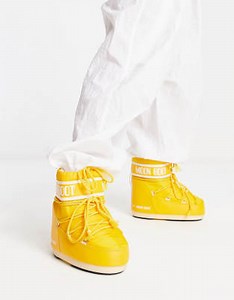 Moon Boot Icon waterproof nylon low boots in yellow | ASOS