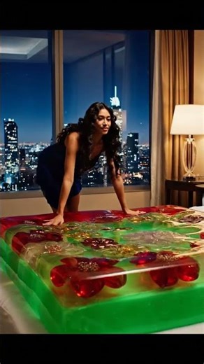 Relaxing ASMR Jelly Bed 🌸 Luxury Bedroom, Satisfying Motion, Cozy Nightdress Vibes ✨