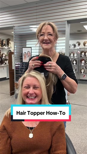More volume, more glam! Toppers aren’t just for hairloss- they’re great for many occasions. Watch as I demonstrate how to snap a topper in. Easy as 1, 2, 3! #peggyswigs #hairtopper #wigs #wigstyling