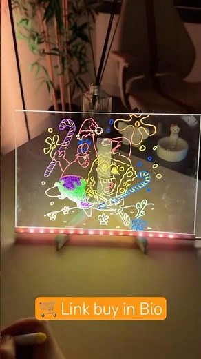 LED Message Board with 7 Color Pens, Acrylic Glow-In-The-Dark Drawing Board, LED Illuminated Drawing