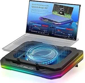 Cooling Pad for Dell Alienware m17 R4 Gaming Laptop, Cooler with Powerful Turbo Cooling Fan Can Fast Cooling CPU+GPU 40°C, Variable Speed,6 RGB Light Mode,Touch Control,LCD Screen