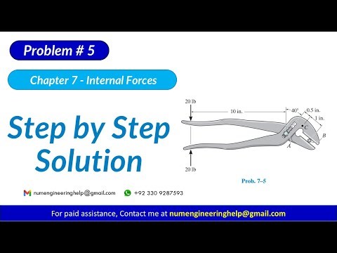Problem 7-5 Solved: Shear Force & Moment in Pliers at Point C (RC Hibbeler Statics 14e)