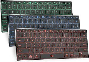 Rii Bluetooth Keyboard X9,RGB Wireless Keyboard, Type-C Rechargeable,Aluminium Case for iPad 10th, iPad Pro, iPad mini, iPad Air,Tablet,Surface,PC,Laptop,Smart TV