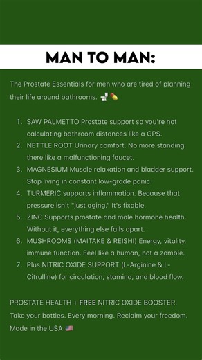 Are you a man over 40 feeling off your game? 😿 As men age, prostate health can decline due to inflammation, poor circulation, and insufficient nutrients to support overall function. These challenges are often compounded by modern lifestyles and stress. That’s why we developed the Prostate Health Nitric Oxide Combo—a powerful daily solution to promote prostate health, urinary function, and overall vitality. Our proprietary formula is consumer-tested with phenomenal results, and contains research