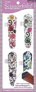 SCISSORFOBZ Designer Scissors Sheaths Shears Protective Covers - Small Size For Embroidery Scissors 4 Pcs Value Pack - Assorted Victorian Floral Garden Designs-#SSN-SET-03