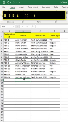 Create Dynamic Registration Number in Excel Using Formula where you'll have both text and number. Ther formula is: =LEFT(UPPER(A1),3)& "-" & SEQUENCE(COUNTA(B2:B30)) Follow and share for more. | Excel 10 Tutorial