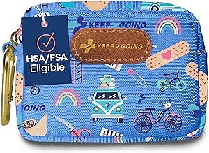 KeepGoing Small Travel First Aid Kit Kids – 60 Pc. Mini First Aid Kit for Purse, Diaper Bag, & Backpack with Latex-Free Bandages – 4 Oz., & 4.5 x 3.5 x 2 in, TSA-Approved