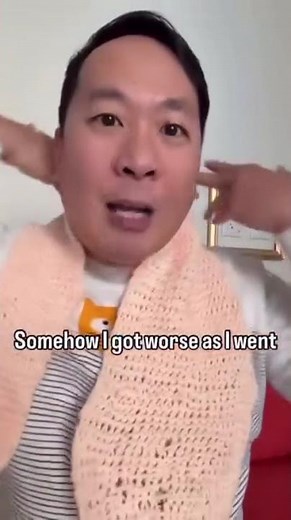 Knitting his first scarf