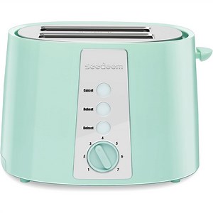 SEEDEEM Toaster 2 Slice, Extra Wide Slot Toaster, 7 Shade Settings, Bread Toaster with Cancel, Defrost, Reheat Function, Extra Wide Slots for Waffle or Bagel, Removable Crumb Tray, 750W, Retro Red