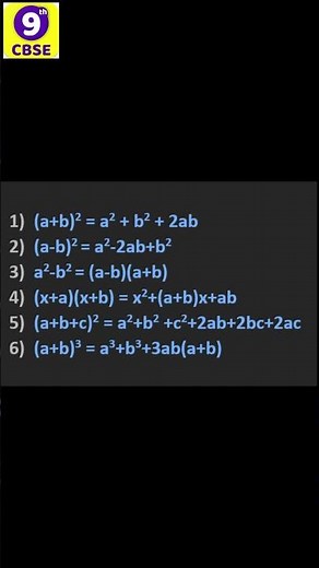 CLASS 9 MATHS CHAPTER 2 POLYNOMIALS (Formulas) #class9maths