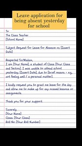 93K views · 821 reactions | leave application for being absent yesterday #trendingreels #application #absentleave #leaves | English Class | Facebook