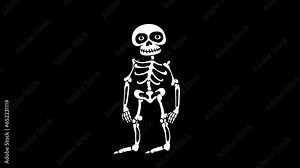 Cartoon style talking funny skeleton short movie clip. HD video with the transparent background.