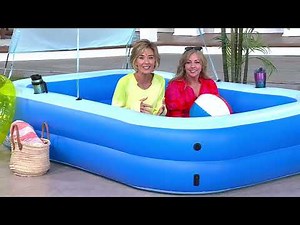 H2GO! Summer Bliss Shaded Inflatable 8ft Family Pool w/ Cupholders on QVC
