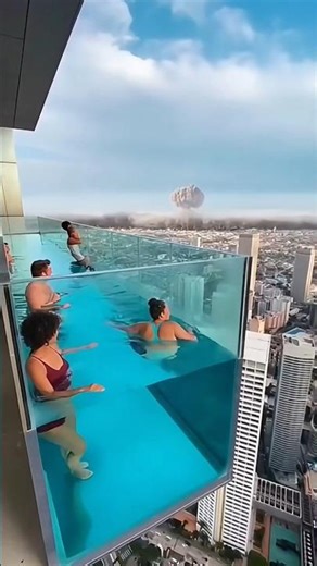 This Glass Pool Collapsed After a Rocket Strike