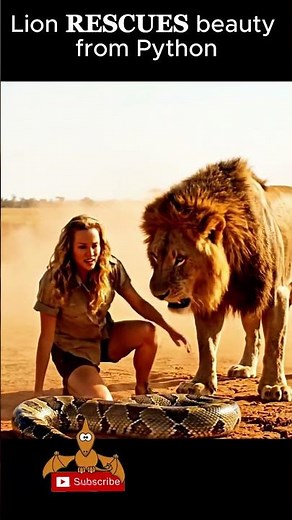 Lion Saves Woman from Python #shorts #lion #animals